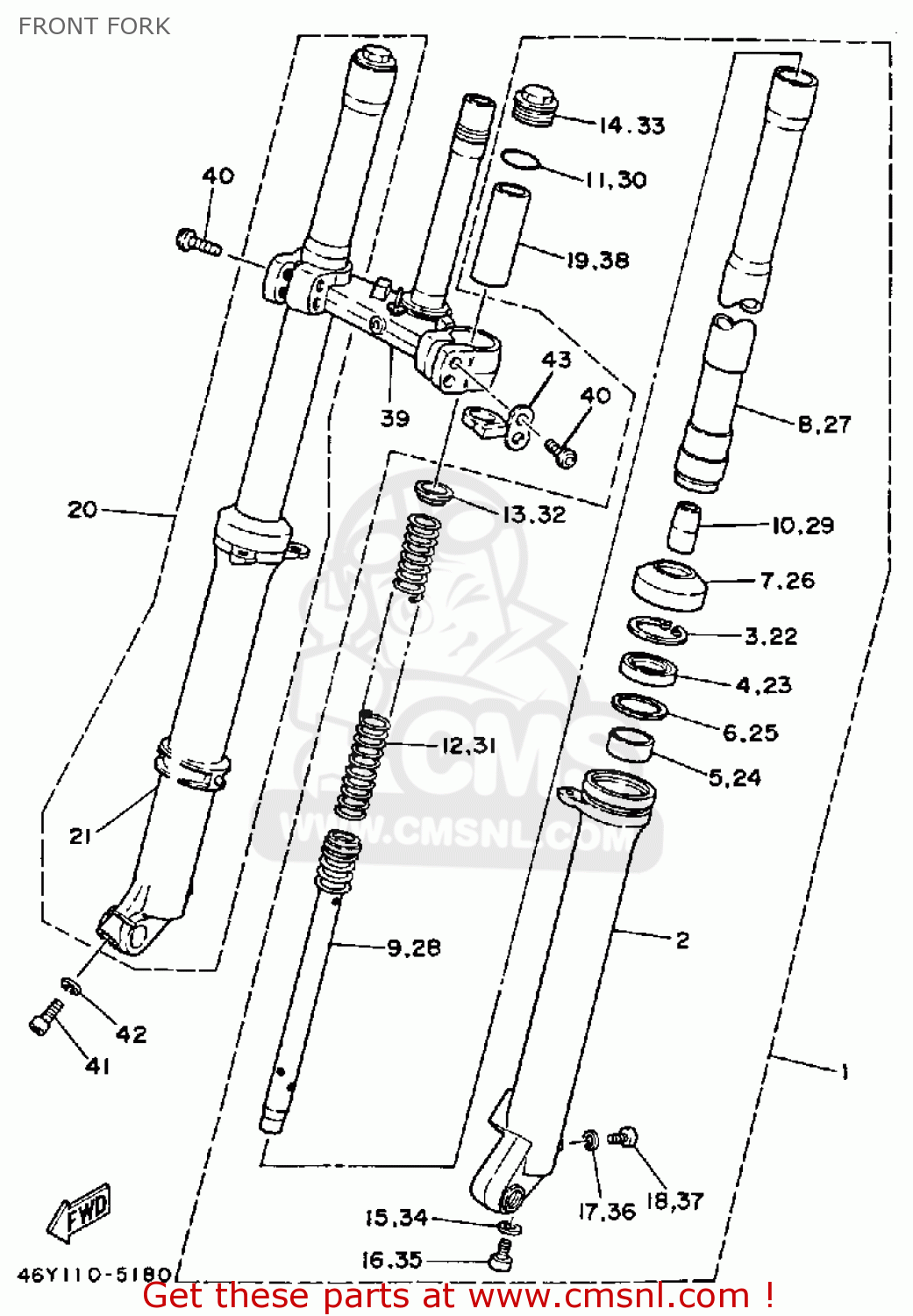 53Y2310300: Front Fork Assy (r.h) Yamaha - buy the 53Y-23103-00-00 at CMSNL