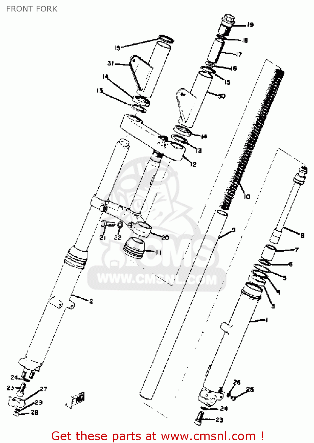 FRONT FORK ASSEMBLY for RD250 1973 USA - order at CMSNL
