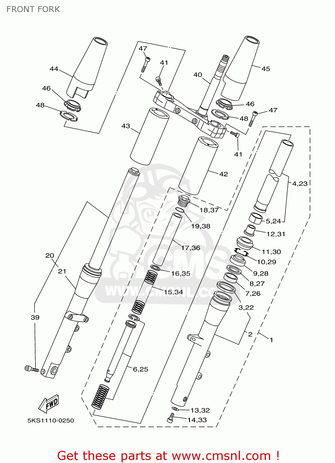 5KS2310300: Front Fork Assy (r.h) Yamaha - buy the 5KS-23103-00 at CMSNL