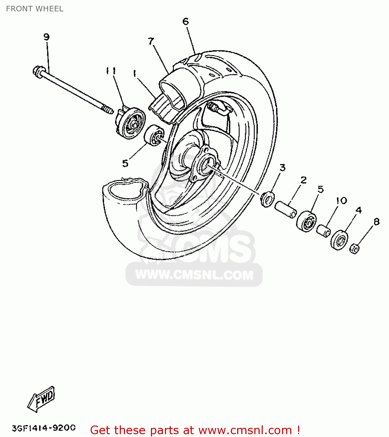 3GFF5180004B: Front Wheel Comp. (ur Gray) Yamaha - buy the 3GF-F5180-00 ...
