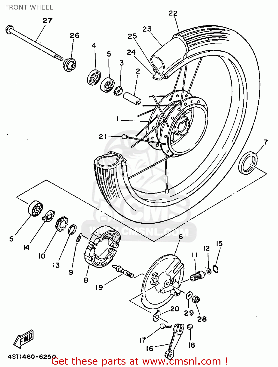 23TF533000: Brake Shoe Comp. (nas) Yamaha - buy the 23T-F5330-00 at CMSNL
