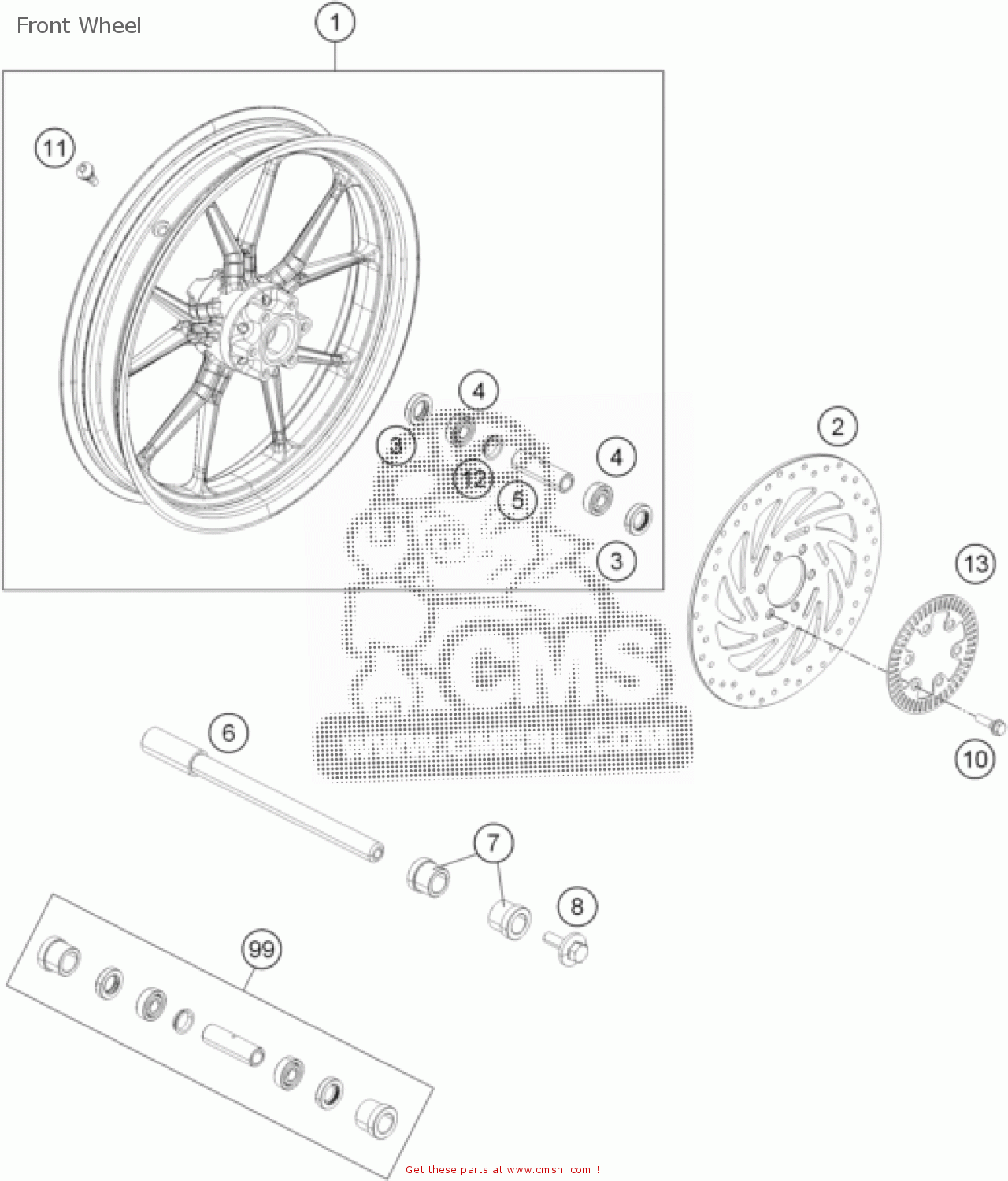 FRONT WHEEL REP. KIT for 390 Duke, orange, Europe 2018 - order at CMSNL