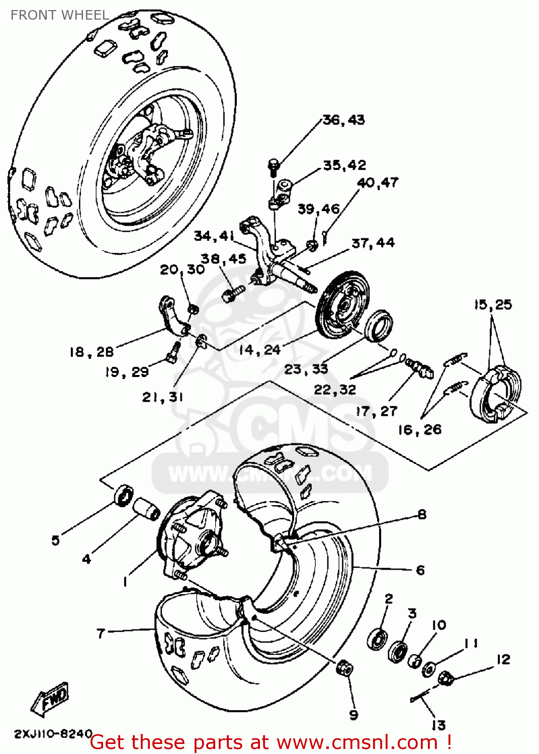 2XJ251800035: Front Wheel Comp. Yamaha - buy the 2XJ-25180-00-35 at CMSNL