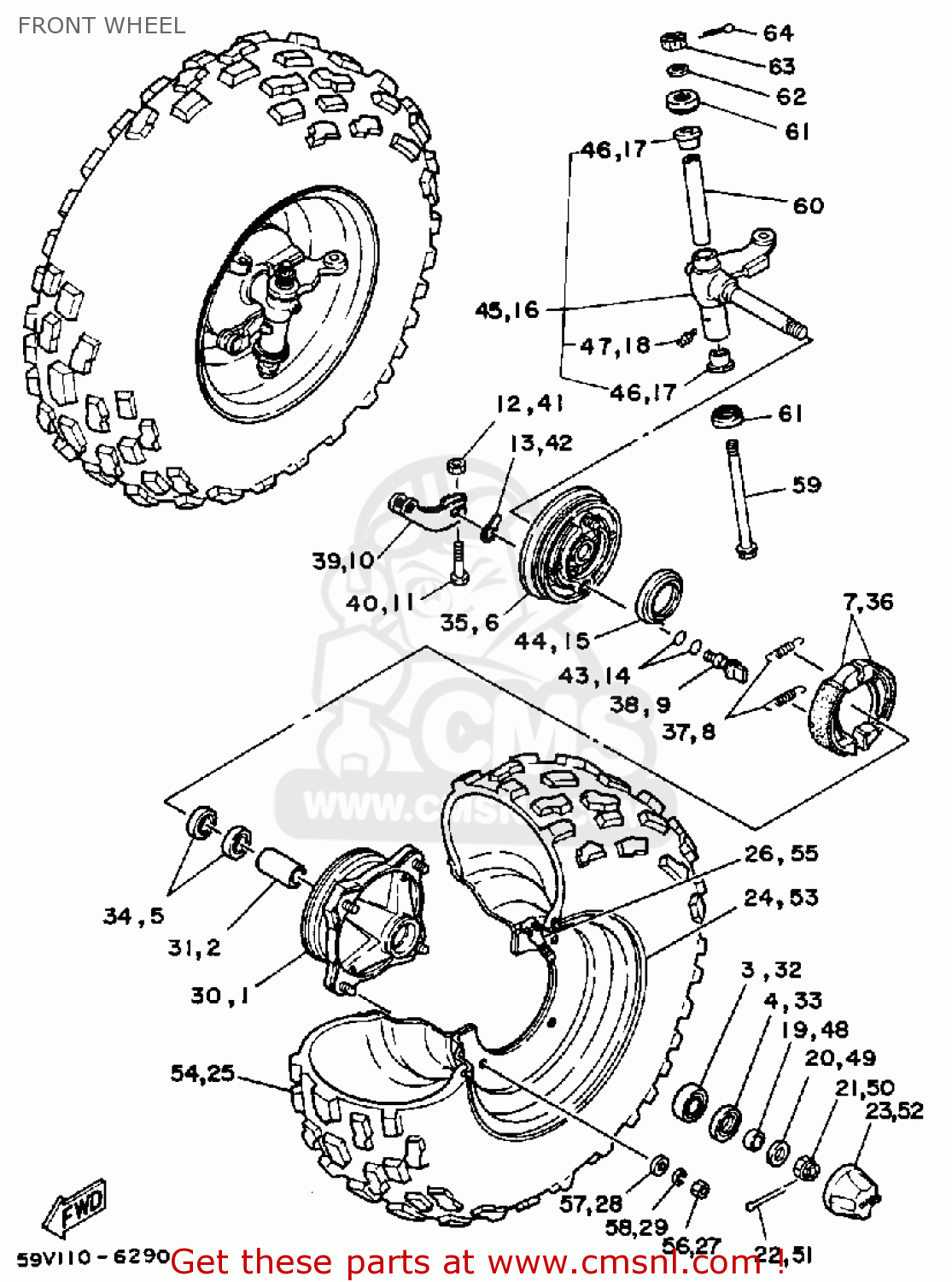 59V25180004R: Front Wheel Comp. Yamaha - buy the 59V-25180-00-4R at CMSNL