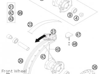 46109001544: Front Wheel-sp 1,6x14'' Alu 08 Ktm - buy the 46109001544 ...