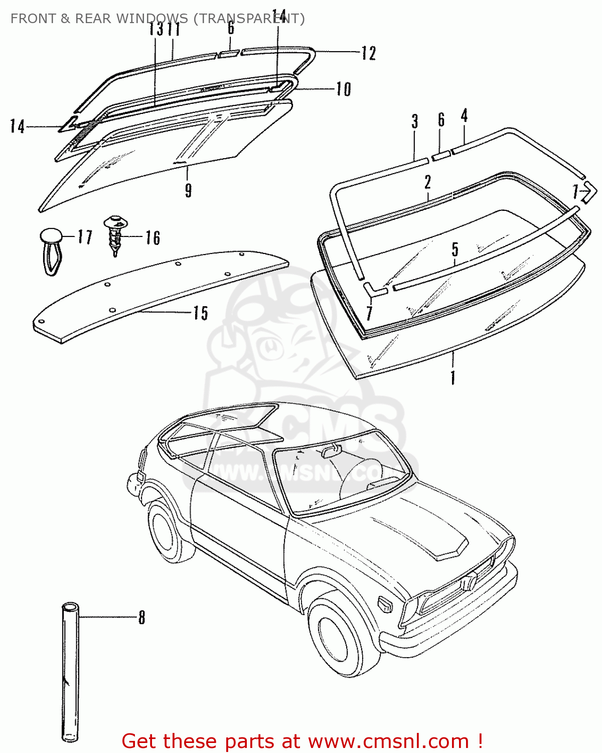 67202634000: Wthstp,wind,glass Honda - buy the 67202-634-000 at CMSNL