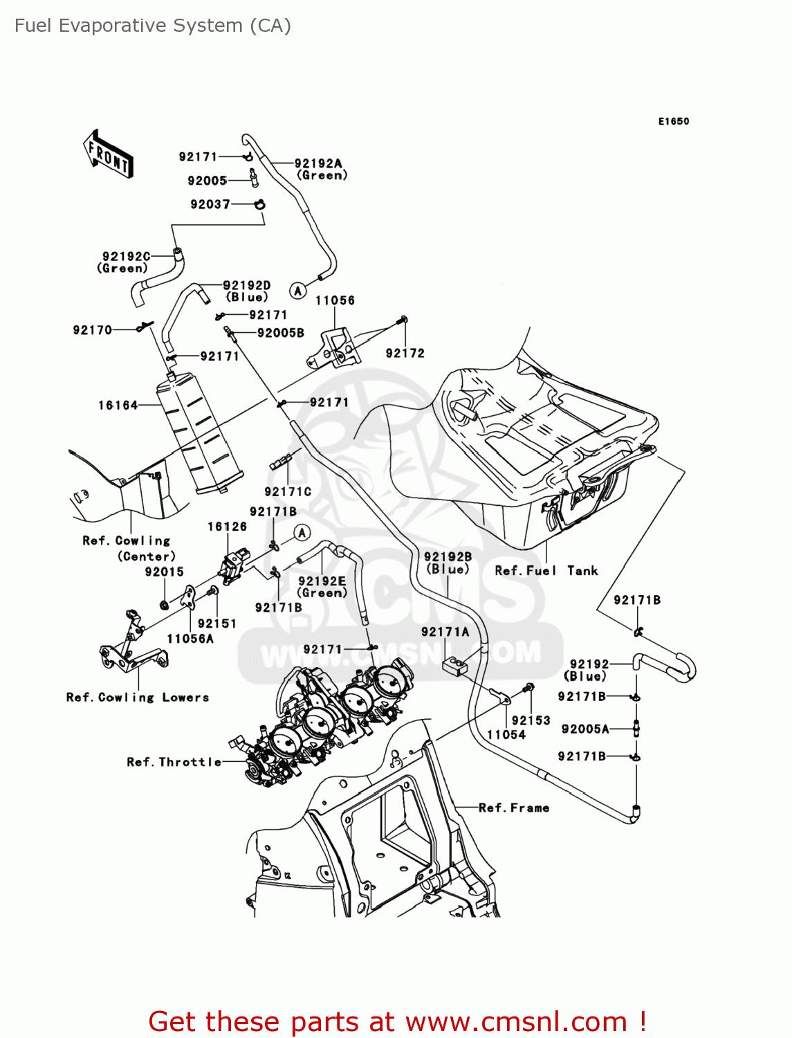 110561176: Bracket,canister Kawasaki - buy the 11056-1176 at CMSNL