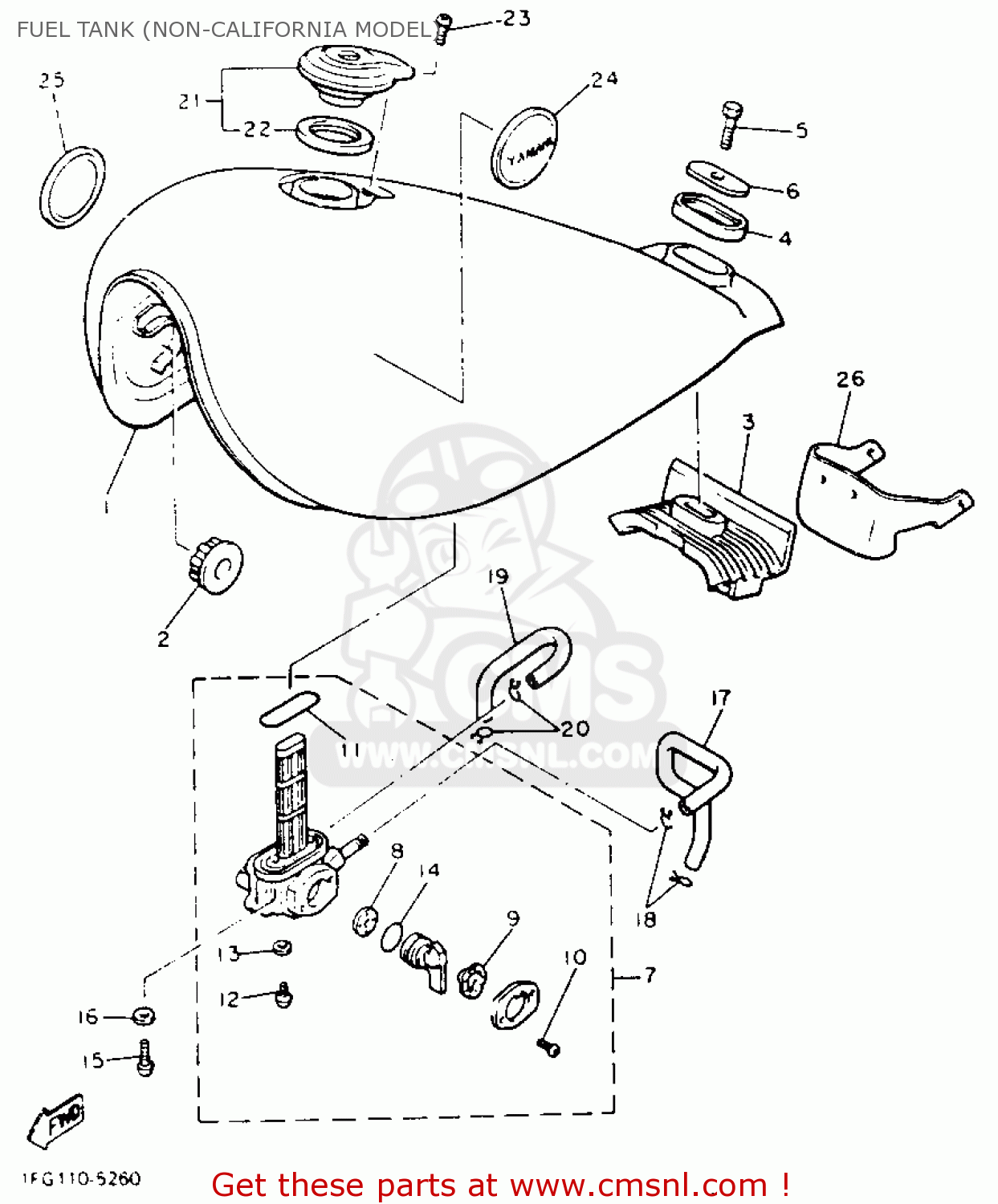 1AA2411000KU: Fuel Tank Comp. Yamaha - buy the 1AA-24110-00-KU at CMSNL