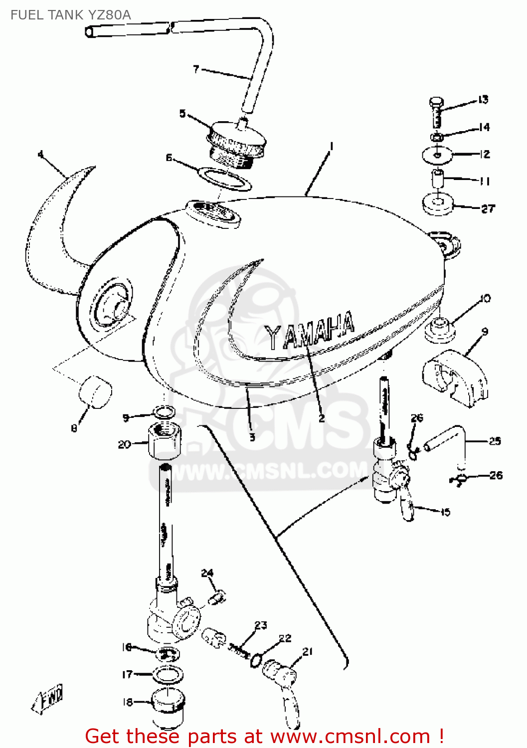 GRAPHIC, FUEL TANK RIGHT for YZ80 COMPETITION 1974 USA - order at CMSNL