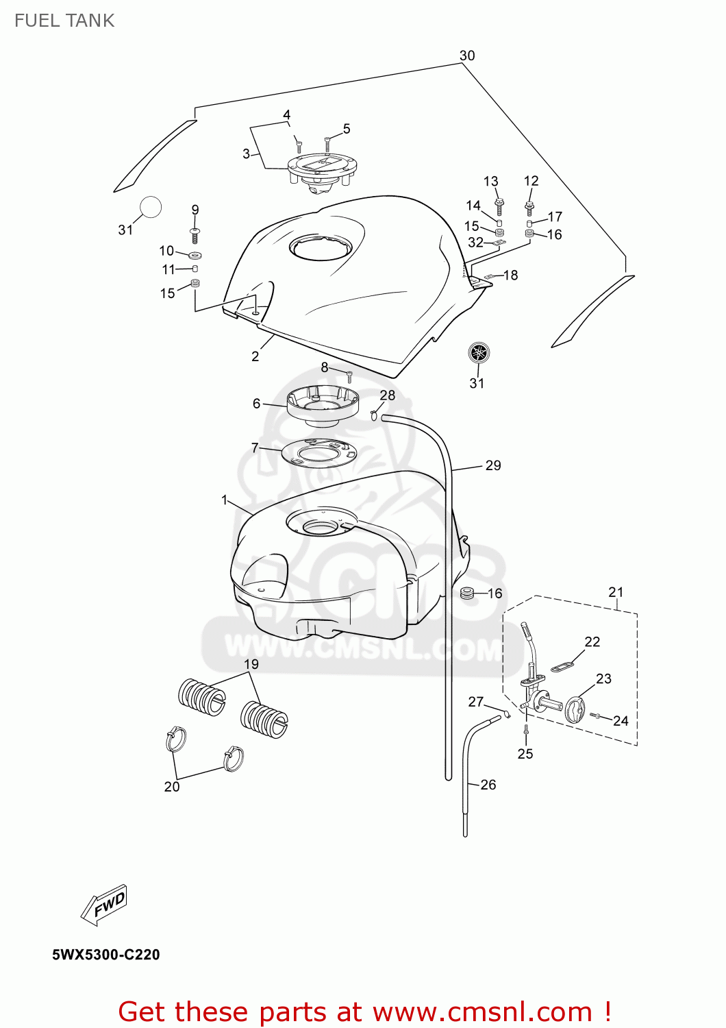 5WXF411000: Fuel Tank Comp. Yamaha - buy the 5WX-F4110-00 at CMSNL