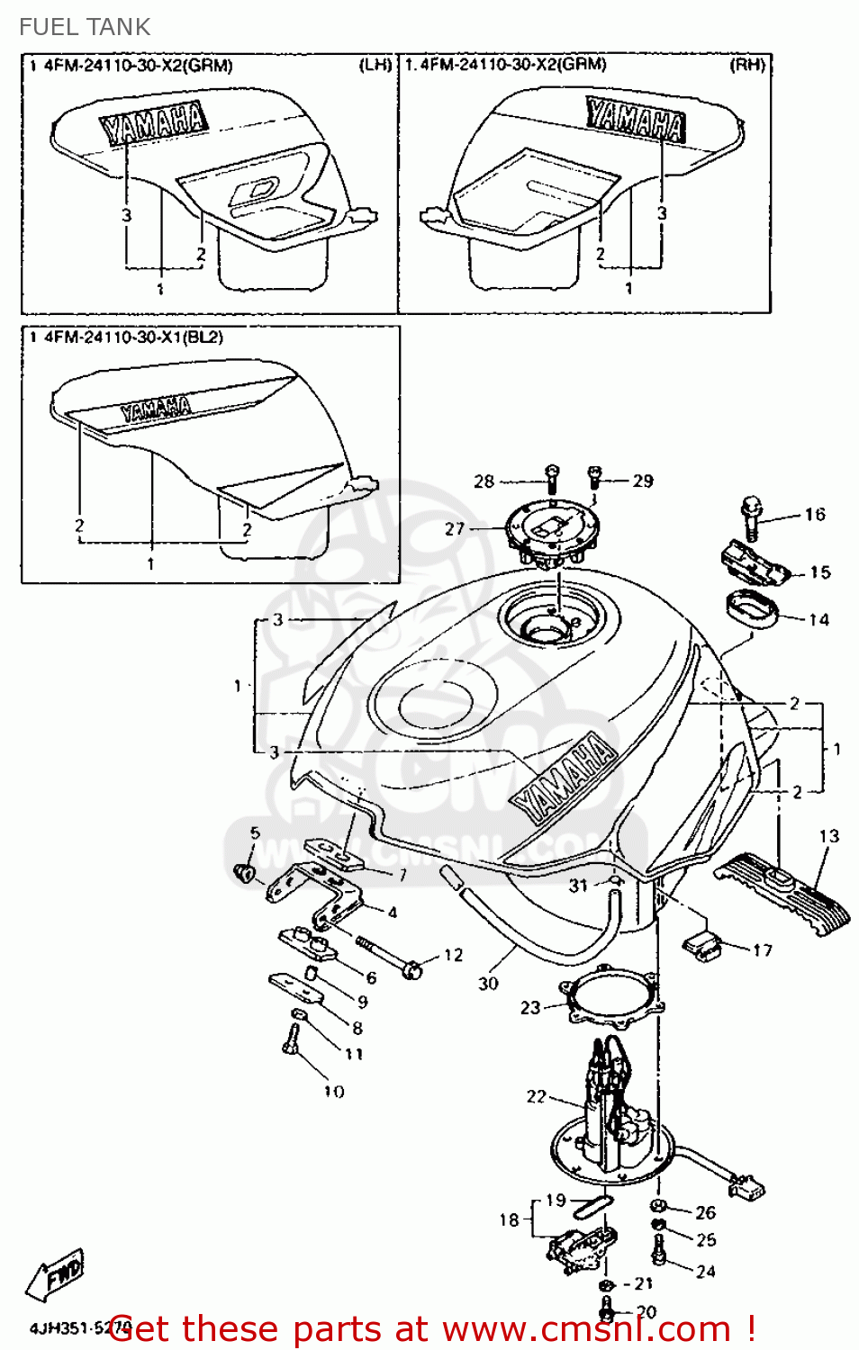 4FM2411030X2: Fuel Tank Comp. Yamaha - buy the 4FM-24110-30-X2 at CMSNL