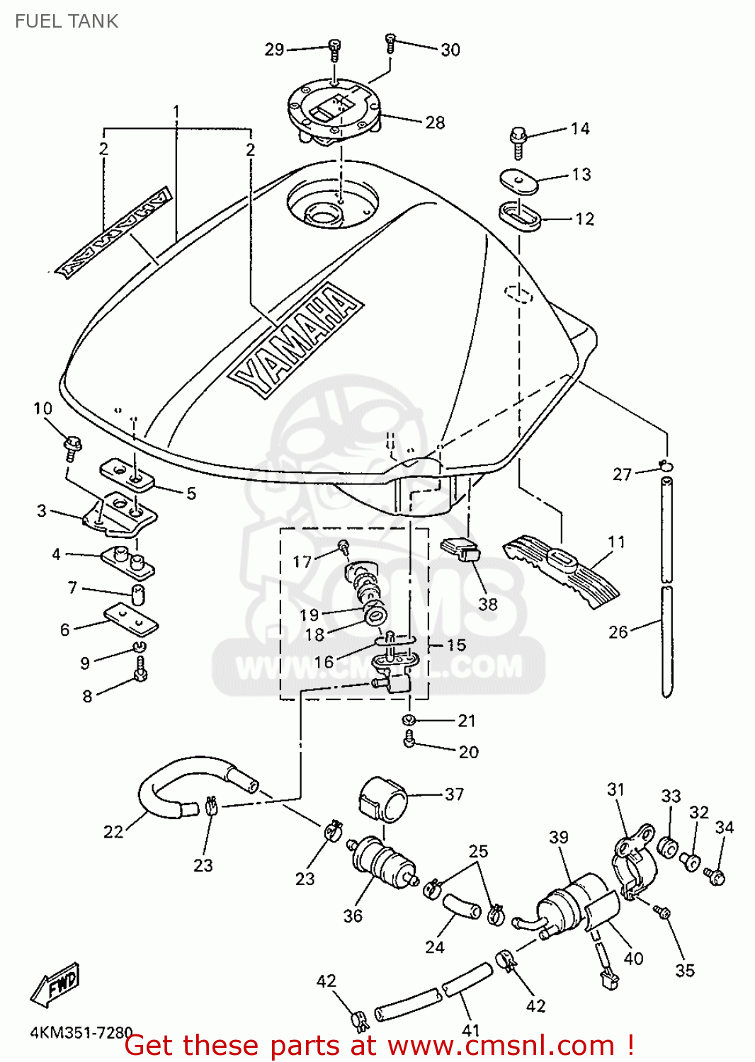 4KM241103005: Fuel Tank Comp. Yamaha - buy the 4KM-24110-30-05 at CMSNL
