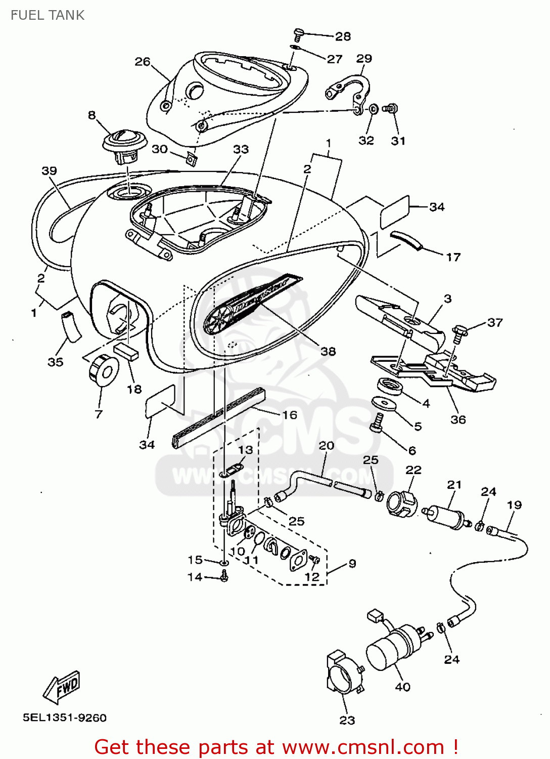 5ELY24101001: Fuel Tank Comp. Yamaha - buy the 5EL-Y2410-10-01 at CMSNL