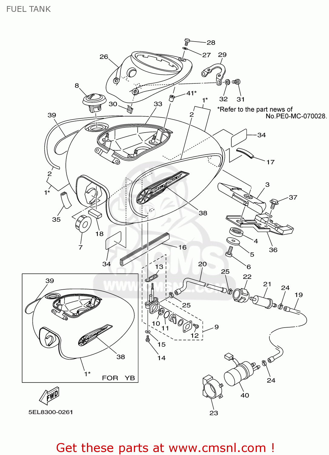 5ELY2410T2X3: Fuel Tank Comp. Yamaha - buy the 5EL-Y2410-T2-X3 at CMSNL