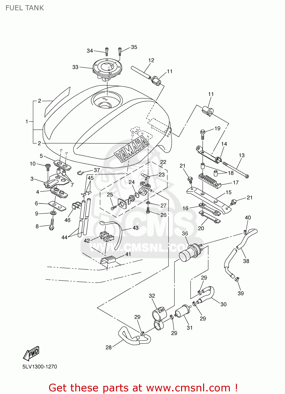 5LVY24101003: Fuel Tank Comp. Yamaha - buy the 5LV-Y2410-10-03 at CMSNL
