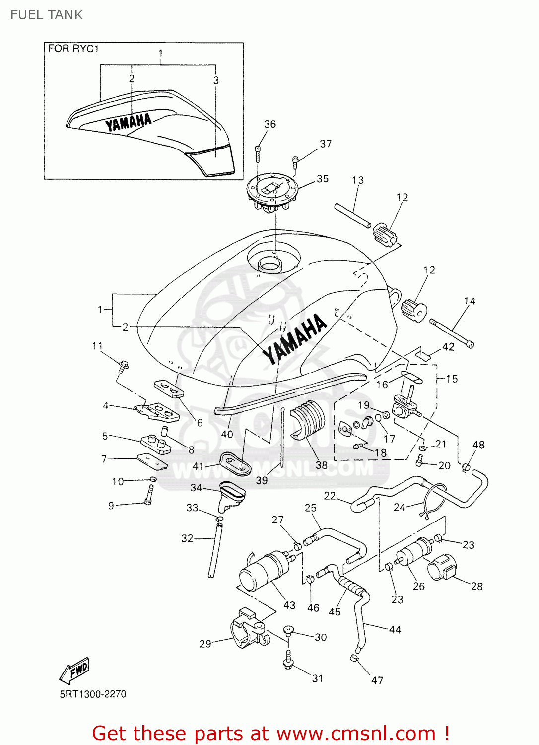 5RTY24101003: Fuel Tank Comp. Yamaha - buy the 5RT-Y2410-10-03 at CMSNL