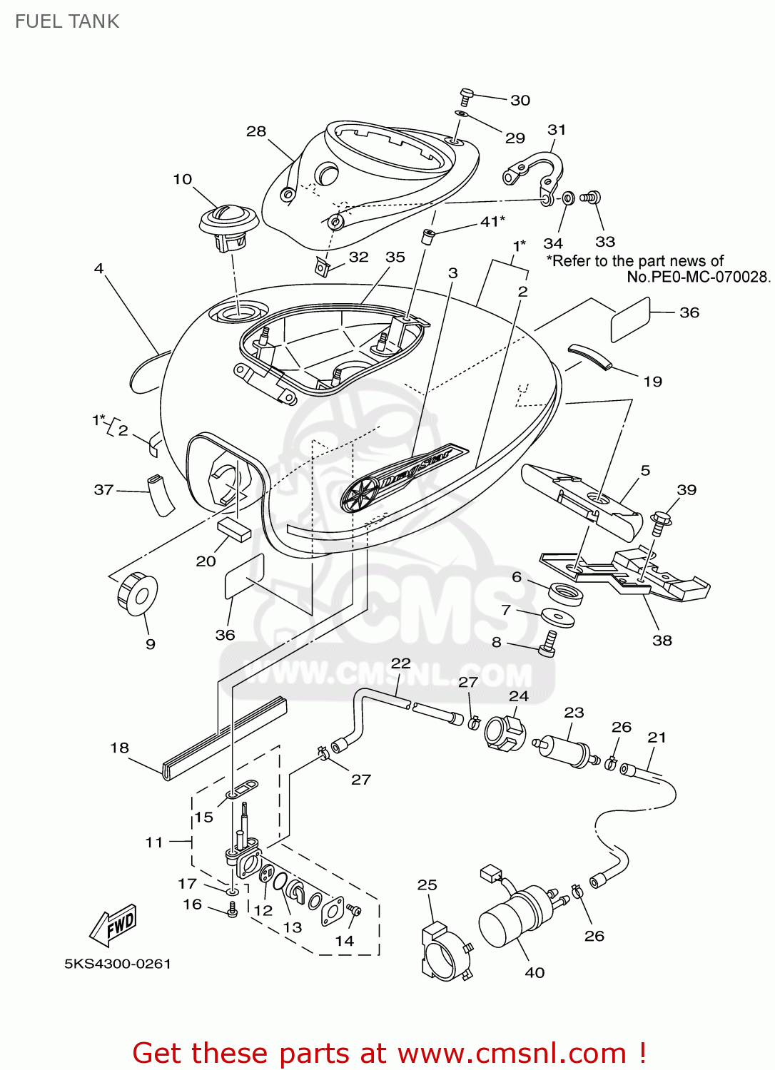 5ELY2410T204: Fuel Tank Comp. Yamaha - buy the 5EL-Y2410-T2-04 at CMSNL