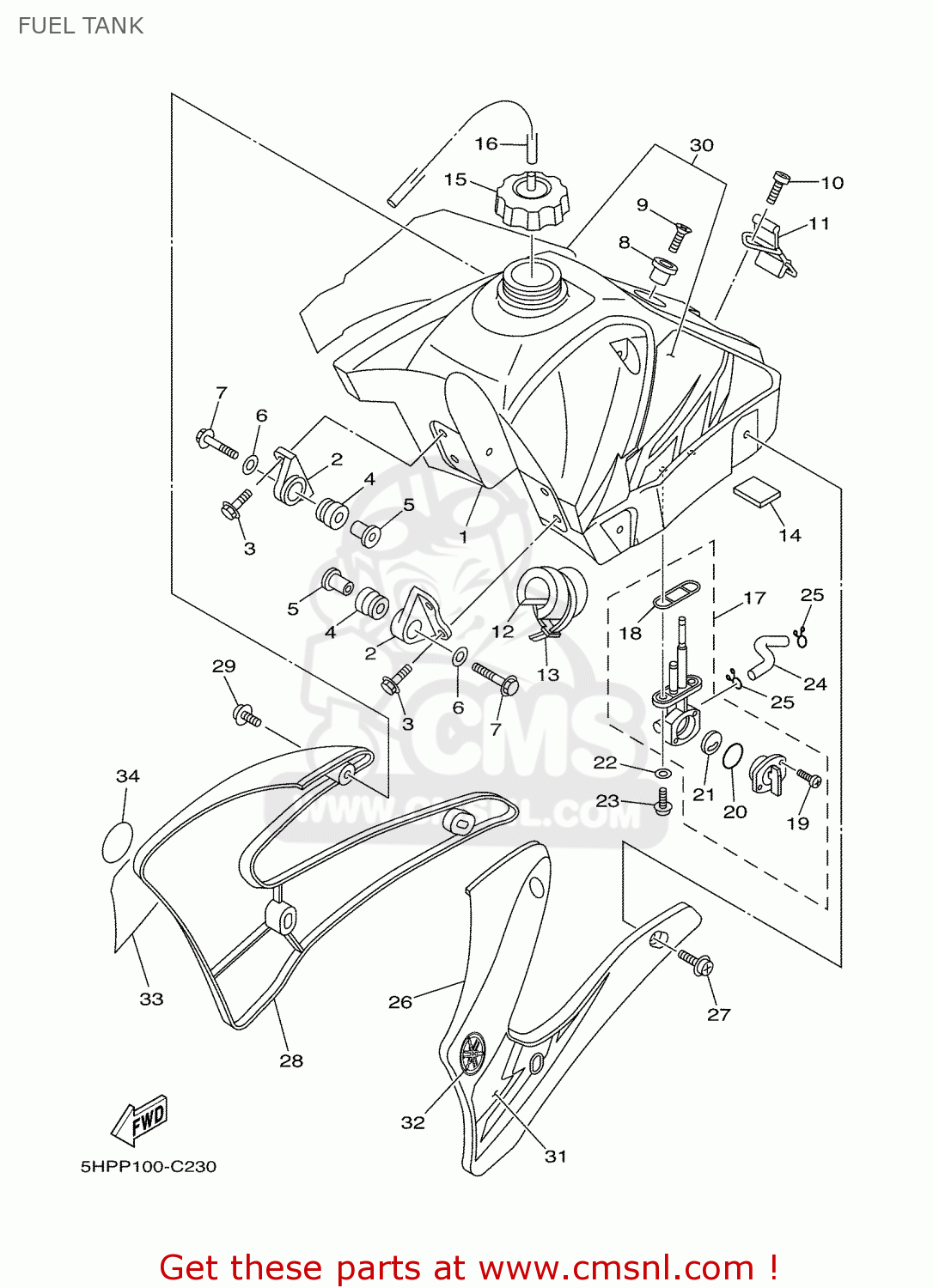 5HP2411010: Fuel Tank Comp. Yamaha - buy the 5HP-24110-10 at CMSNL