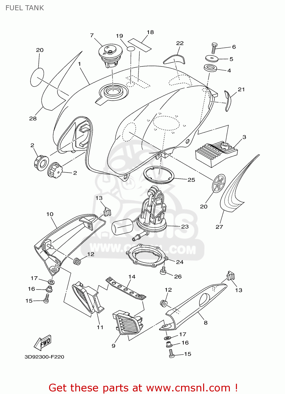 3D9F424500: Graphic, Fuel Tank 2 Yamaha - buy the 3D9-F4245-00 at CMSNL