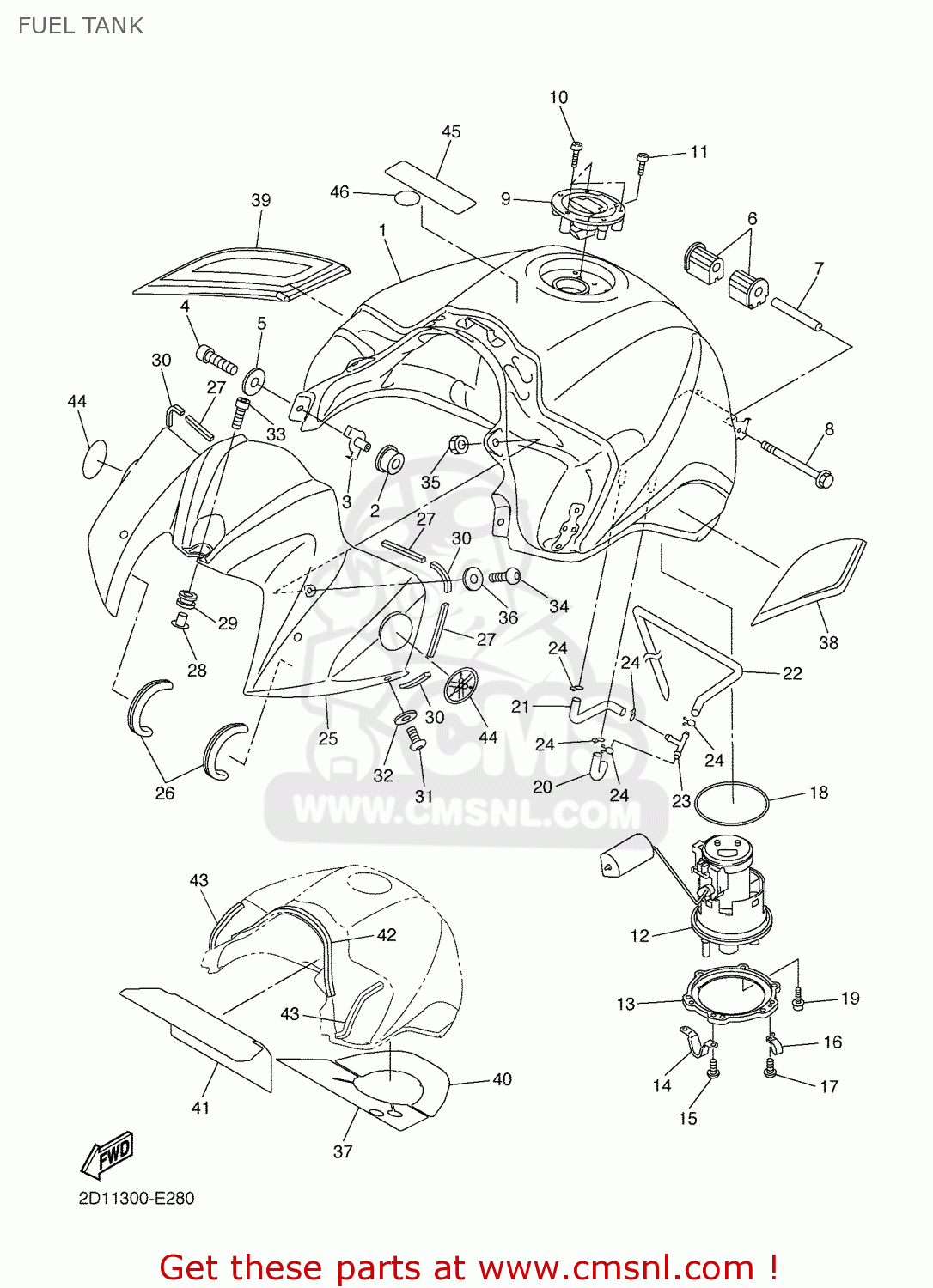 2D1YK24100P8: Fuel Tank Comp. Yamaha - buy the 2D1-YK241-00-P8 at CMSNL