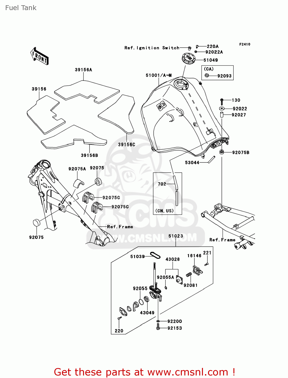 391560621: Pad,fuel Tank,cnt,rh Kawasaki - buy the 39156-0621 at CMSNL