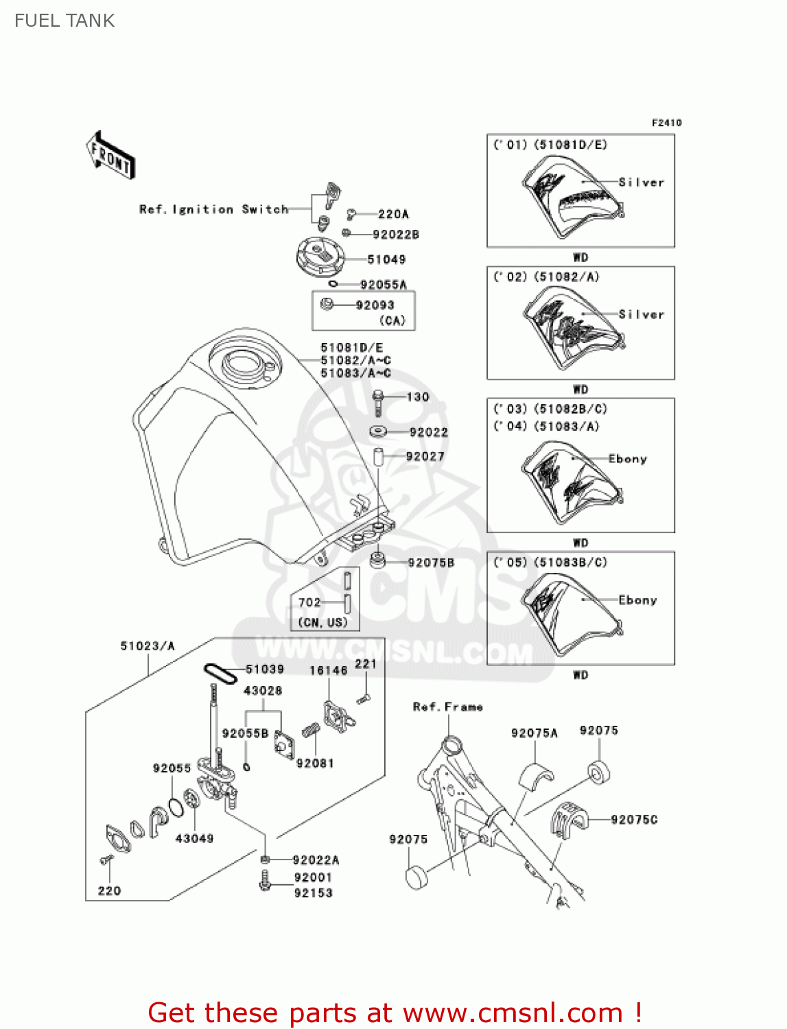 510835357H8: Tank-comp-fuel,ebony Kawasaki - buy the 51083-5357-H8 at CMSNL