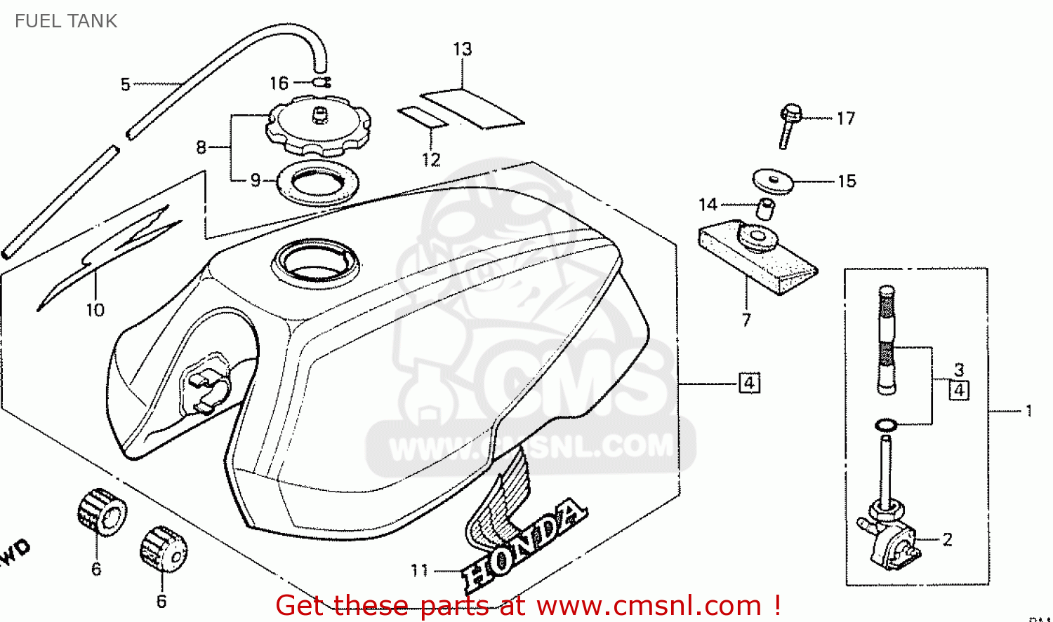 87123MA3850: Mark,r.fuel Tank Honda - buy the 87123-MA3-850 at CMSNL