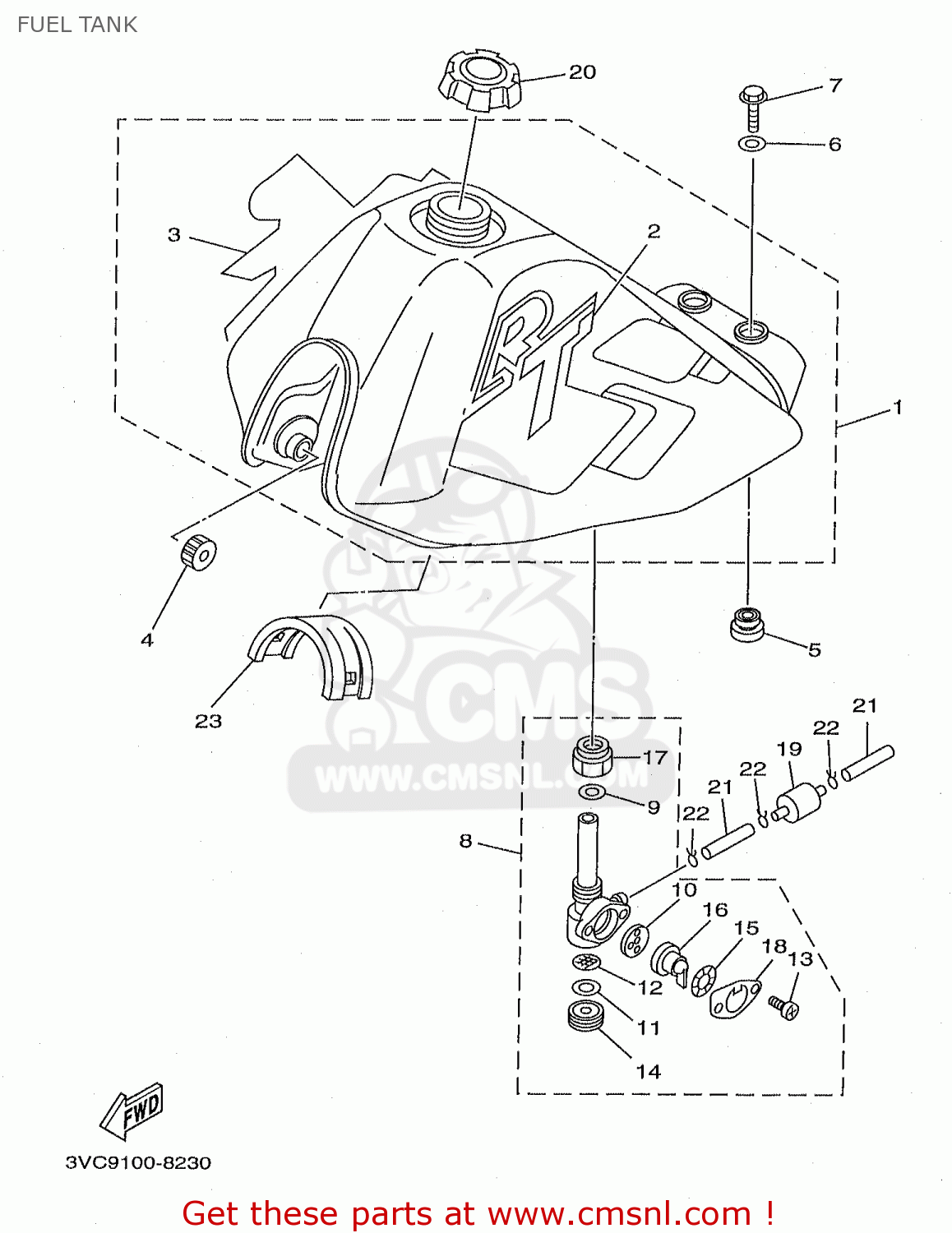 3VCF424470: Graphic, Fuel Tank 1 Yamaha - buy the 3VC-F4244-70 at CMSNL