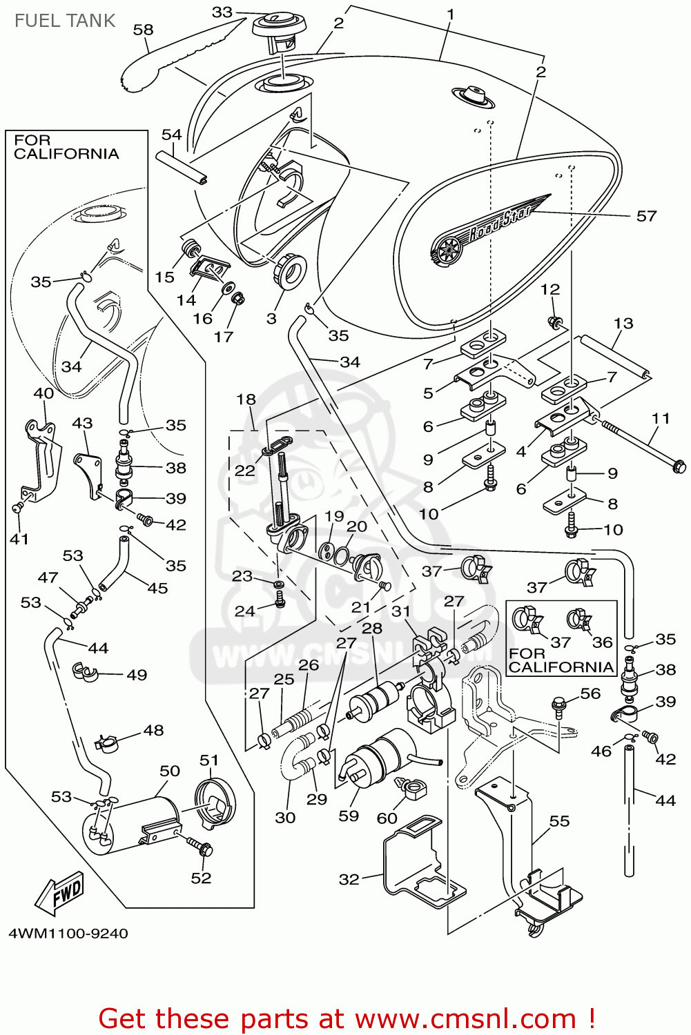 4WMY24103004: Fuel Tank Comp. Yamaha - buy the 4WM-Y2410-30-04 at CMSNL