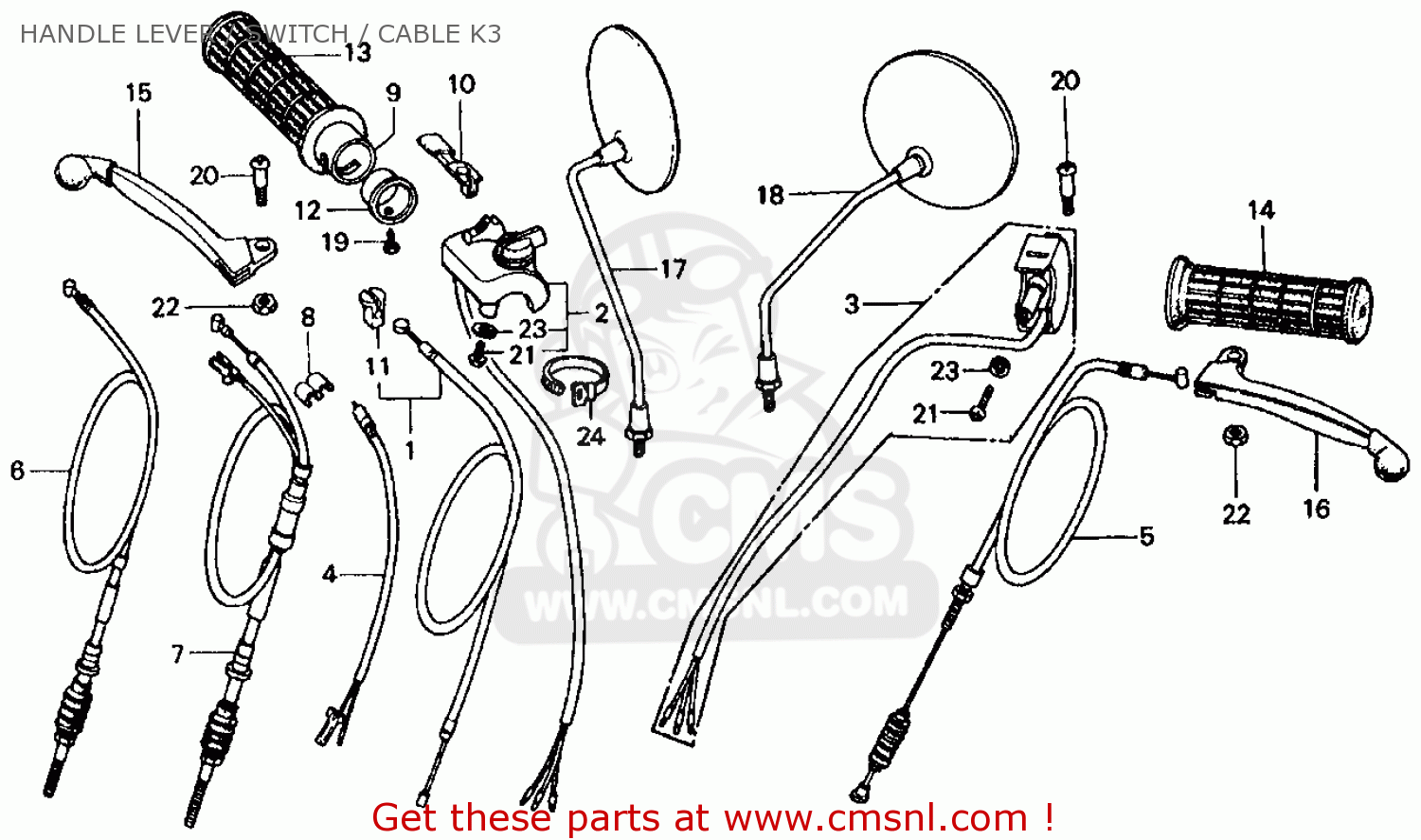 CABLE,FRONT BRAKE for CT70 TRAIL 70 1974 CT70K3 USA - order at CMSNL