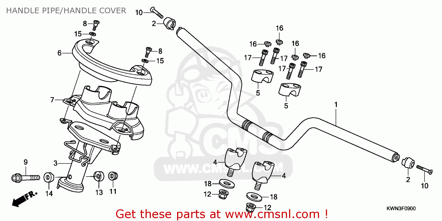 53110KWN670: Post Comp,hndl Honda - buy the 53110-KWN-670 at CMSNL
