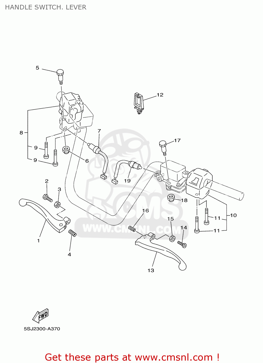 5CG8398010: Front Stop Switch Assy Yamaha - buy the 5CG-83980-10 at CMSNL