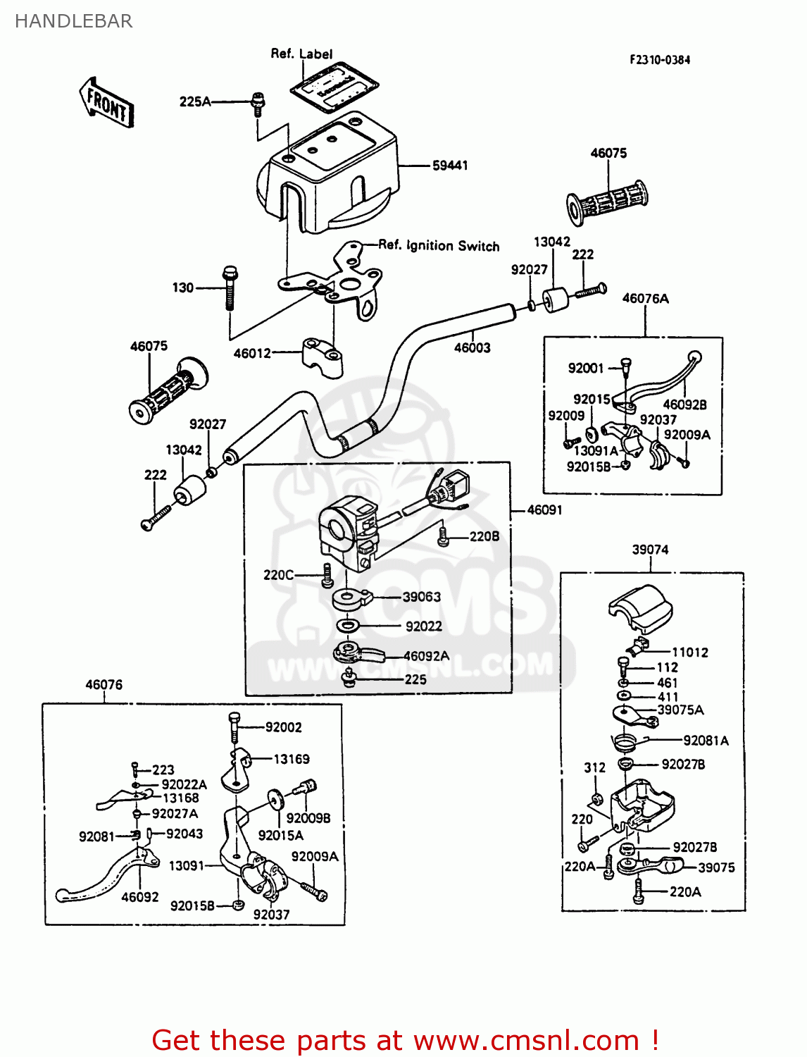 460761136: Lever-assy-grip,rh Kawasaki - buy the 46076-1136 at CMSNL
