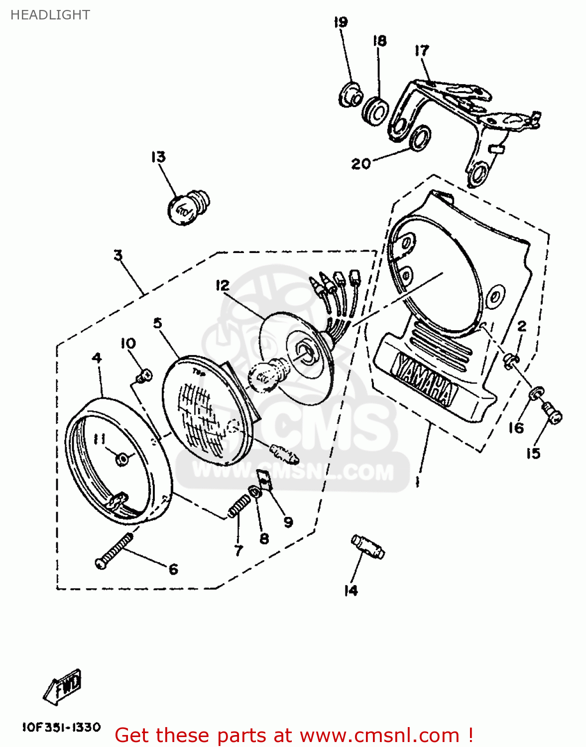 10F8430320: Head Light Unit Assy Yamaha - buy the 10F-84303-20 at CMSNL