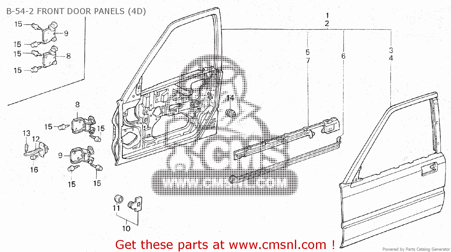 Honda ACCORD 1988 4DOOR SEDAN B-54-2 FRONT DOOR PANELS (4D) - buy B-54 ...
