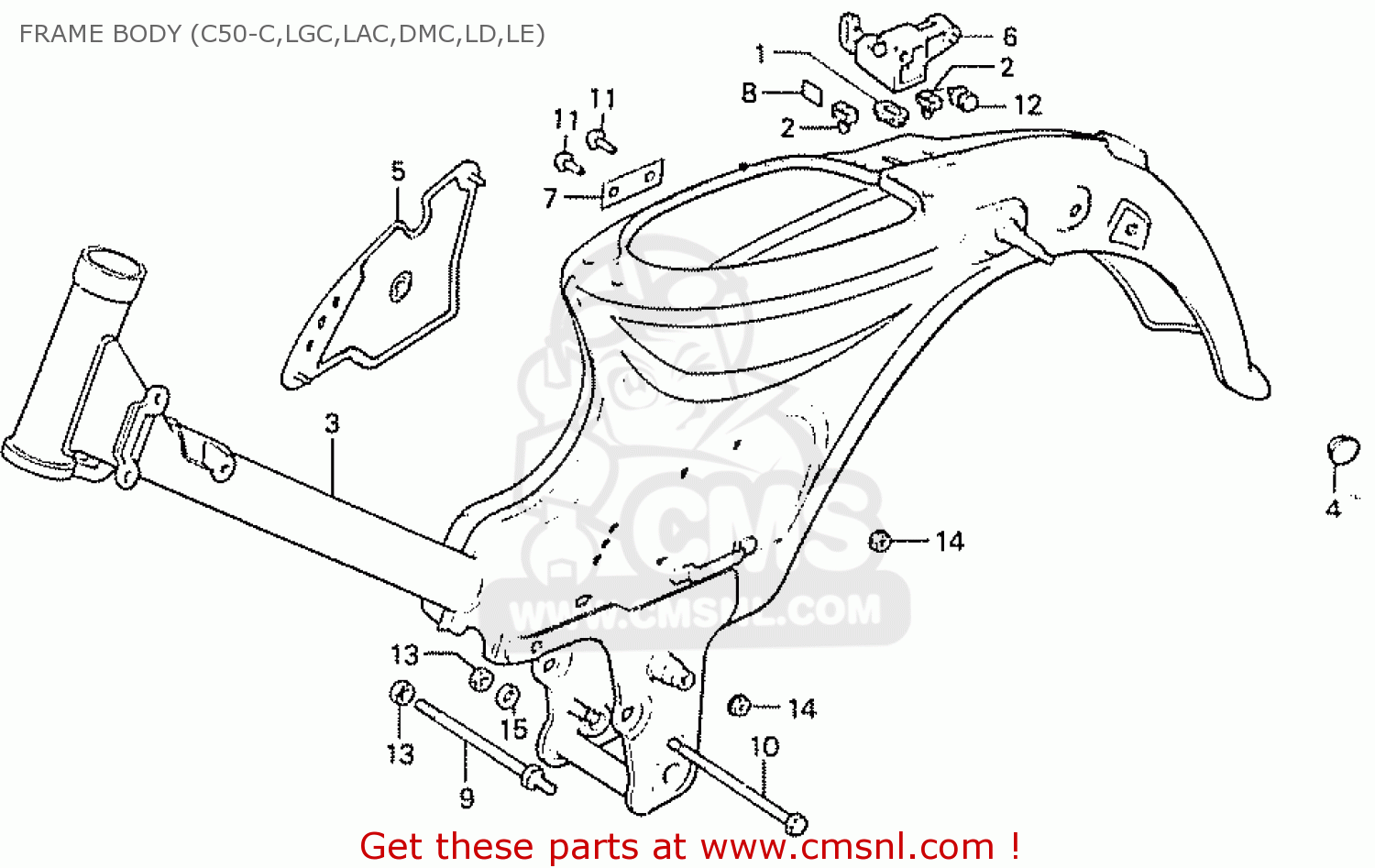 Honda C50 1982 (C) ENGLAND FRAME BODY (C50-C,LGC,LAC,DMC,LD,LE) - buy ...