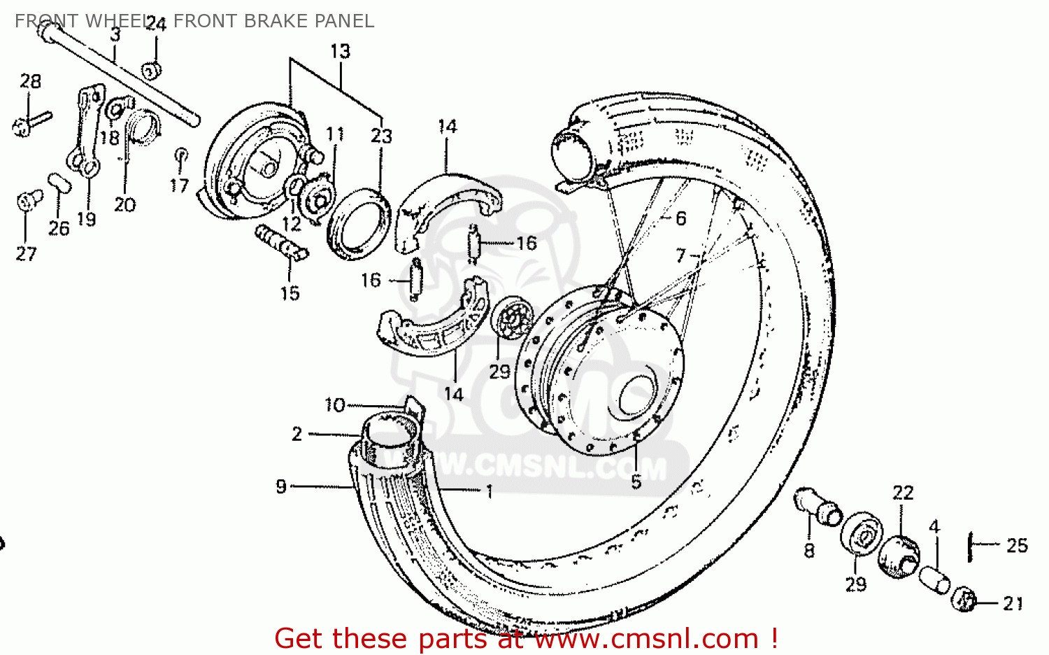 Honda C50 CUB 1984 (E) ENGLAND FRONT WHEEL - FRONT BRAKE PANEL - buy ...