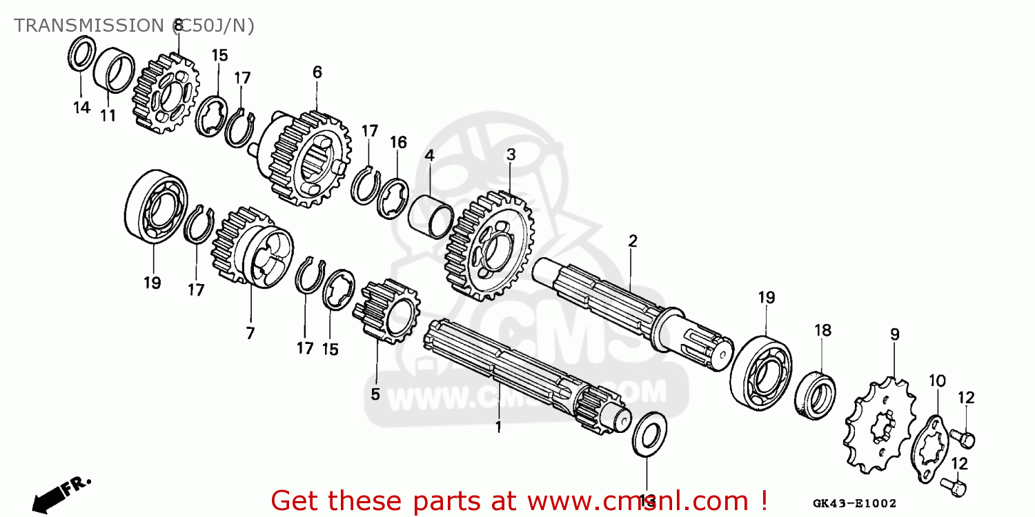 Honda C50 CUB 1988 (J) GREECE TRANSMISSION (C50J/N) - buy TRANSMISSION ...