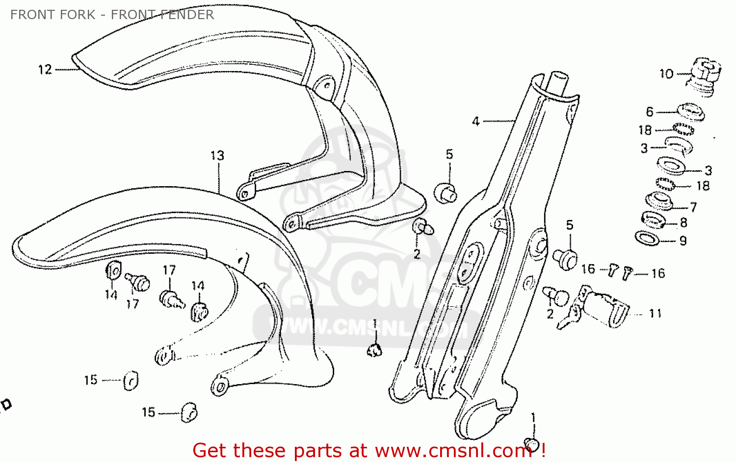 Honda C50LA CUB 1982 (C) ENGLAND FRONT FORK - FRONT FENDER - buy FRONT ...