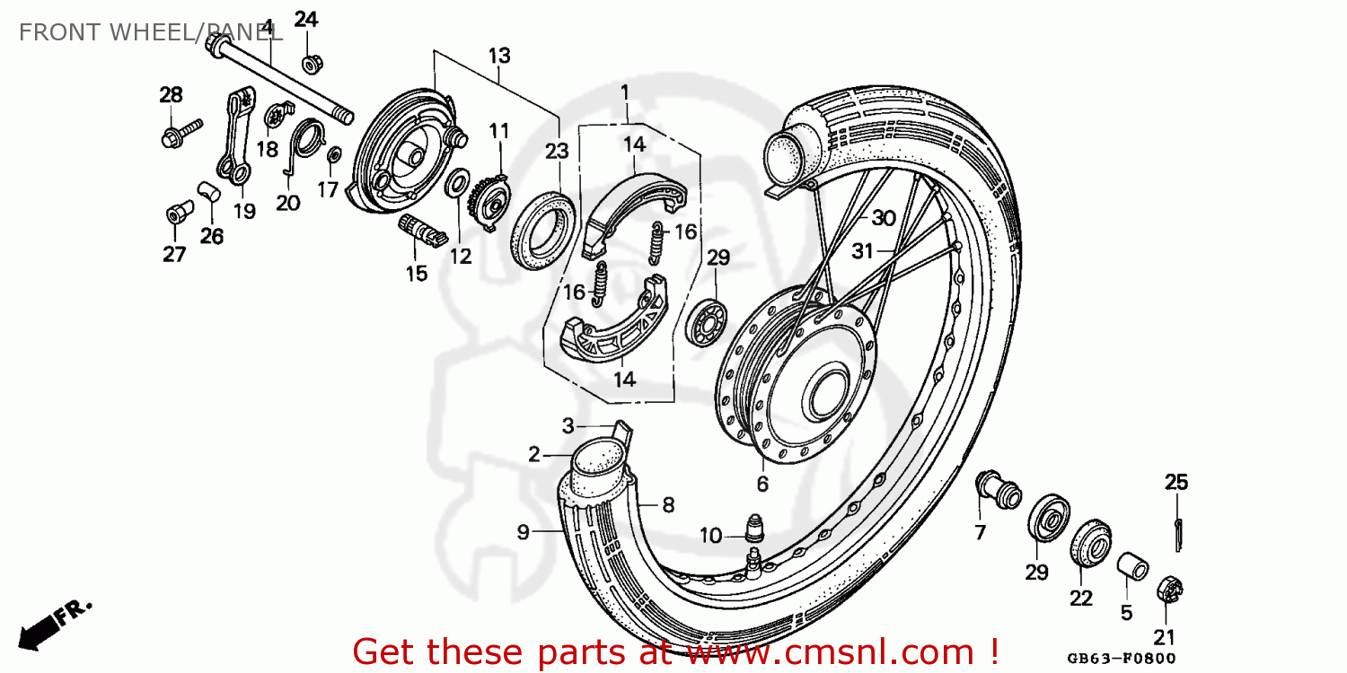 Honda C90 CUB 1984 (E) ENGLAND / SSW FRONT WHEEL/PANEL - buy FRONT ...