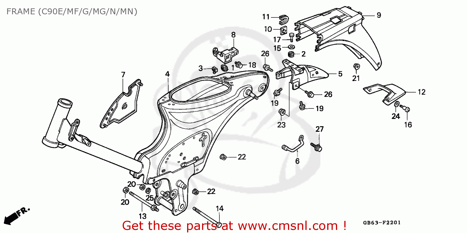 Honda C90 CUB 1986 (G) ENGLAND / SSW FRAME (C90E/MF/G/MG/N/MN) - buy ...