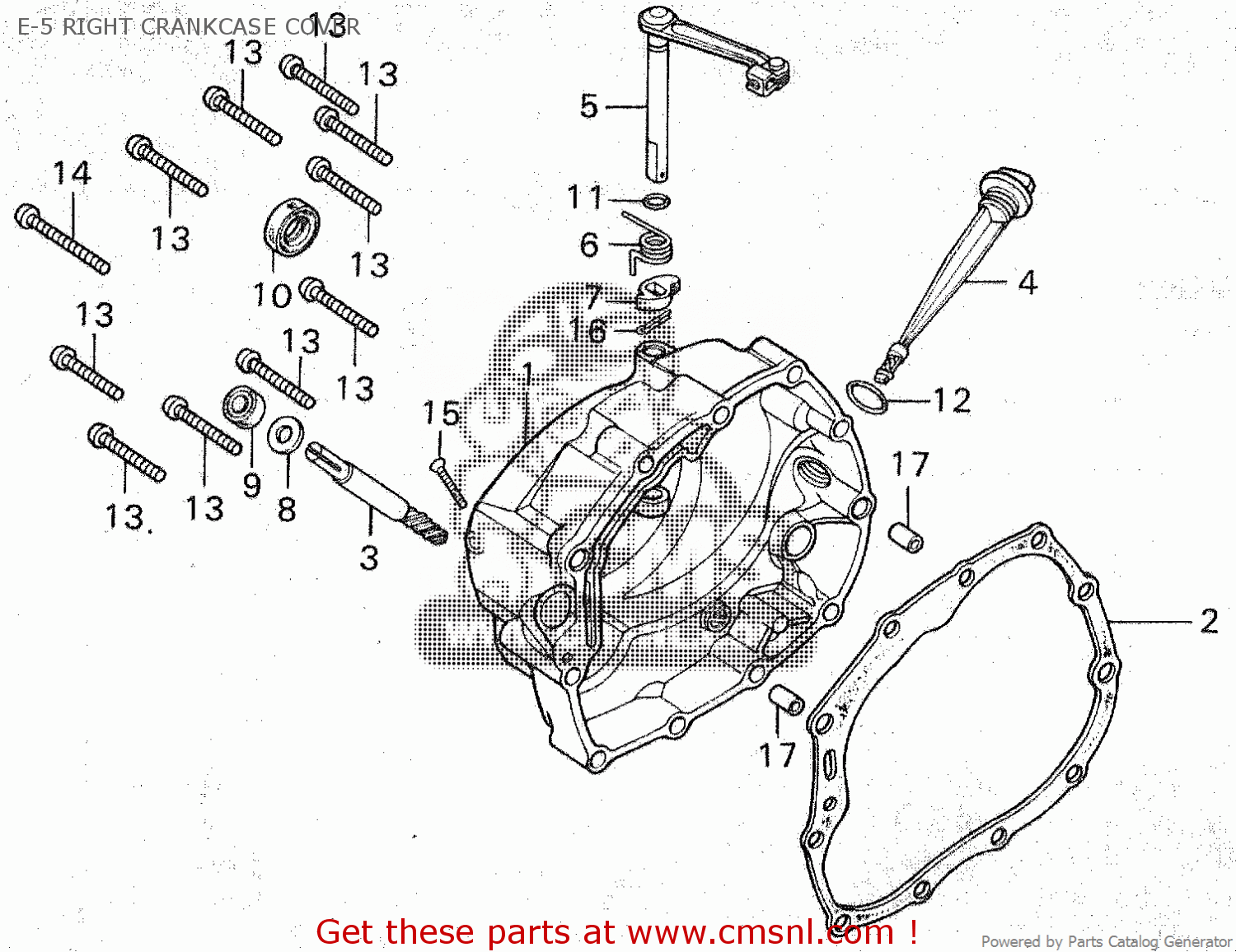Honda CB125J E-5 RIGHT CRANKCASE COVER - buy E-5 RIGHT CRANKCASE COVER spares online