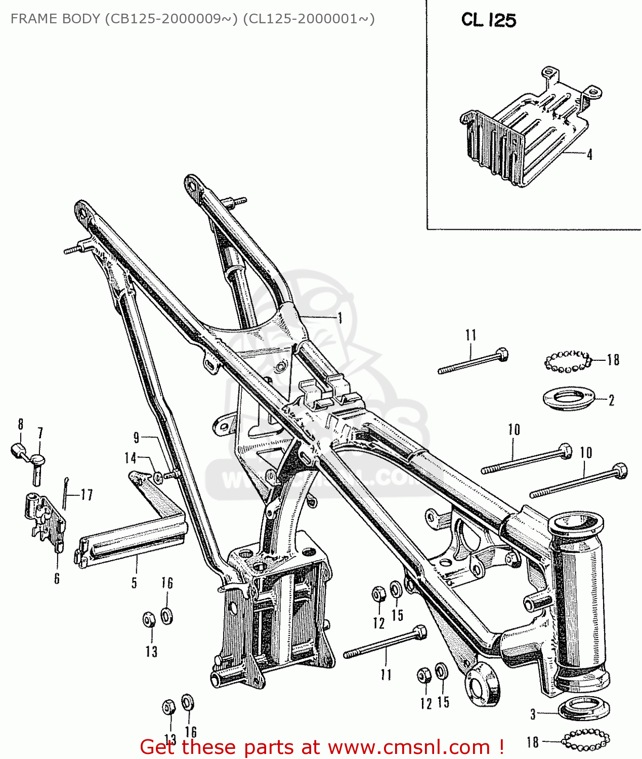 Honda CB125SS GENERAL EXPORT FRAME BODY (CB125-2000009~) (CL125-2000001 ...