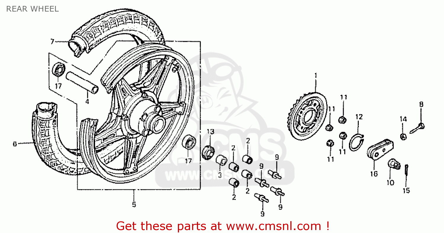Honda CB125T2 GENERAL EXPORT / MPH REAR WHEEL - buy REAR WHEEL spares ...