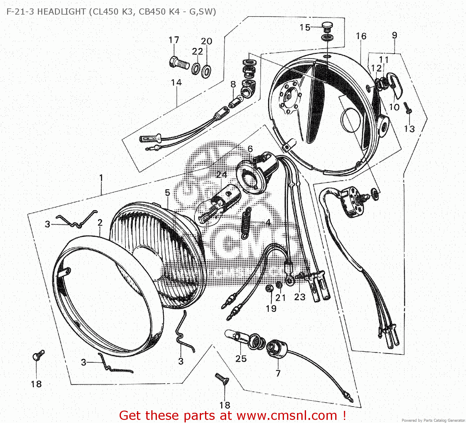Honda CB450K4 U.S.A F-21-3 HEADLIGHT (CL450 K3, CB450 K4 - G,SW) - buy ...