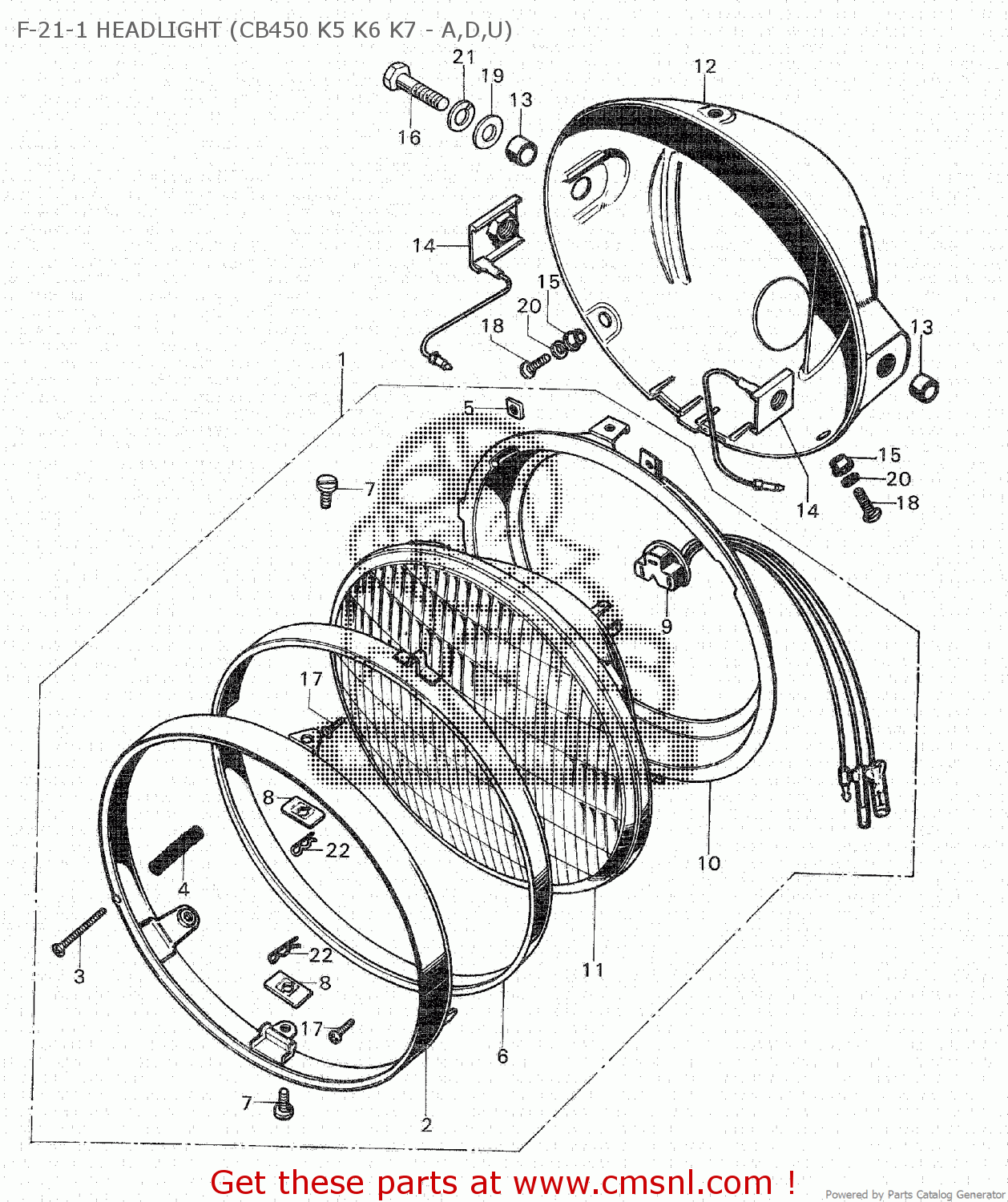 Honda CB450K5 U.S.A F-21-1 HEADLIGHT (CB450 K5 K6 K7 - A,D,U) - buy F ...