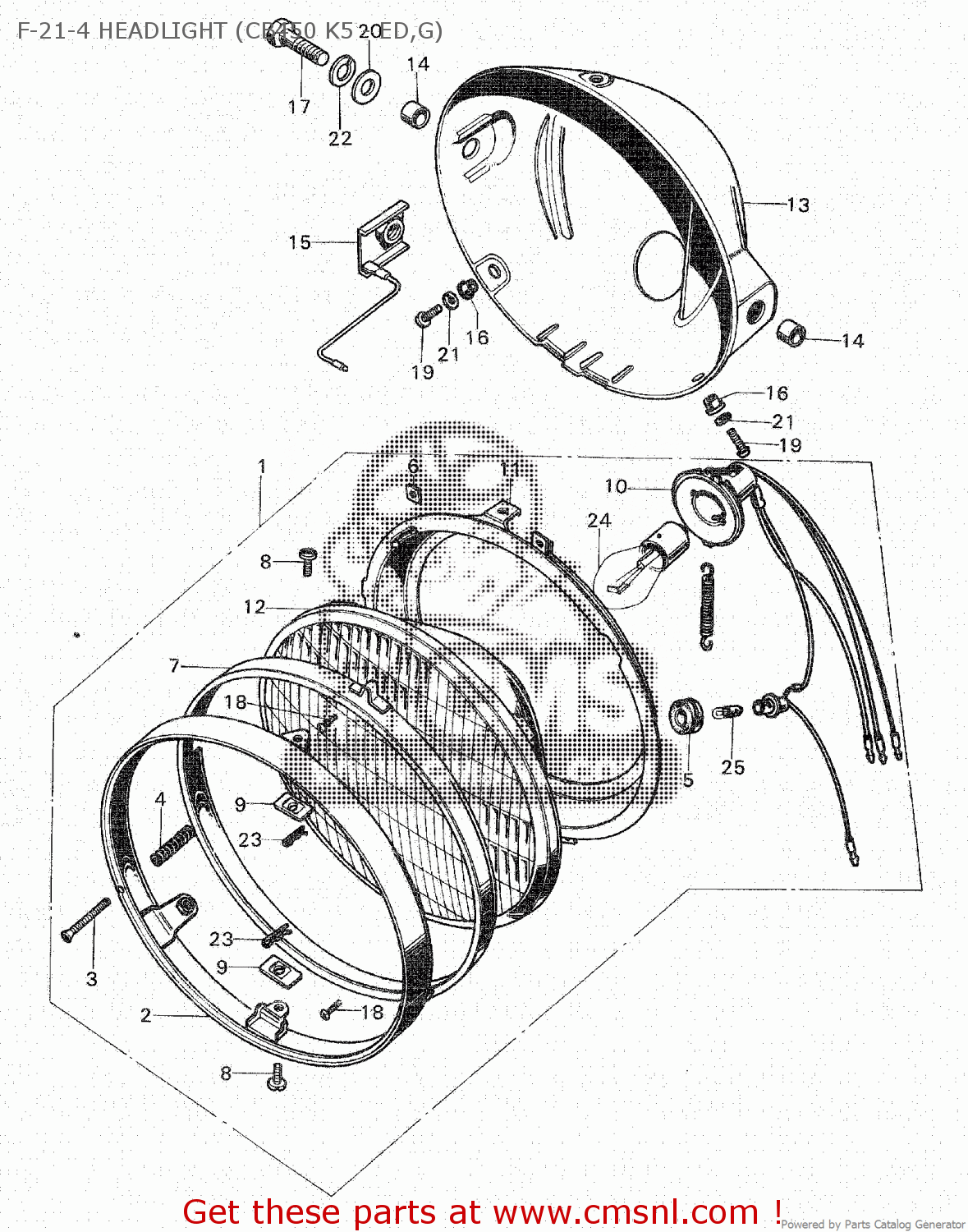 Honda CB450K5 U.S.A F-21-4 HEADLIGHT (CB450 K5 - ED,G) - buy F-21-4 ...