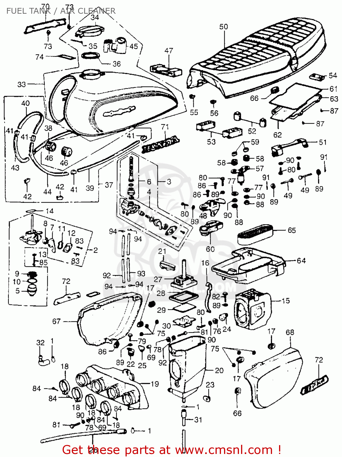 Honda CB550 K1 FOUR 1975 USA parts lists and schematics