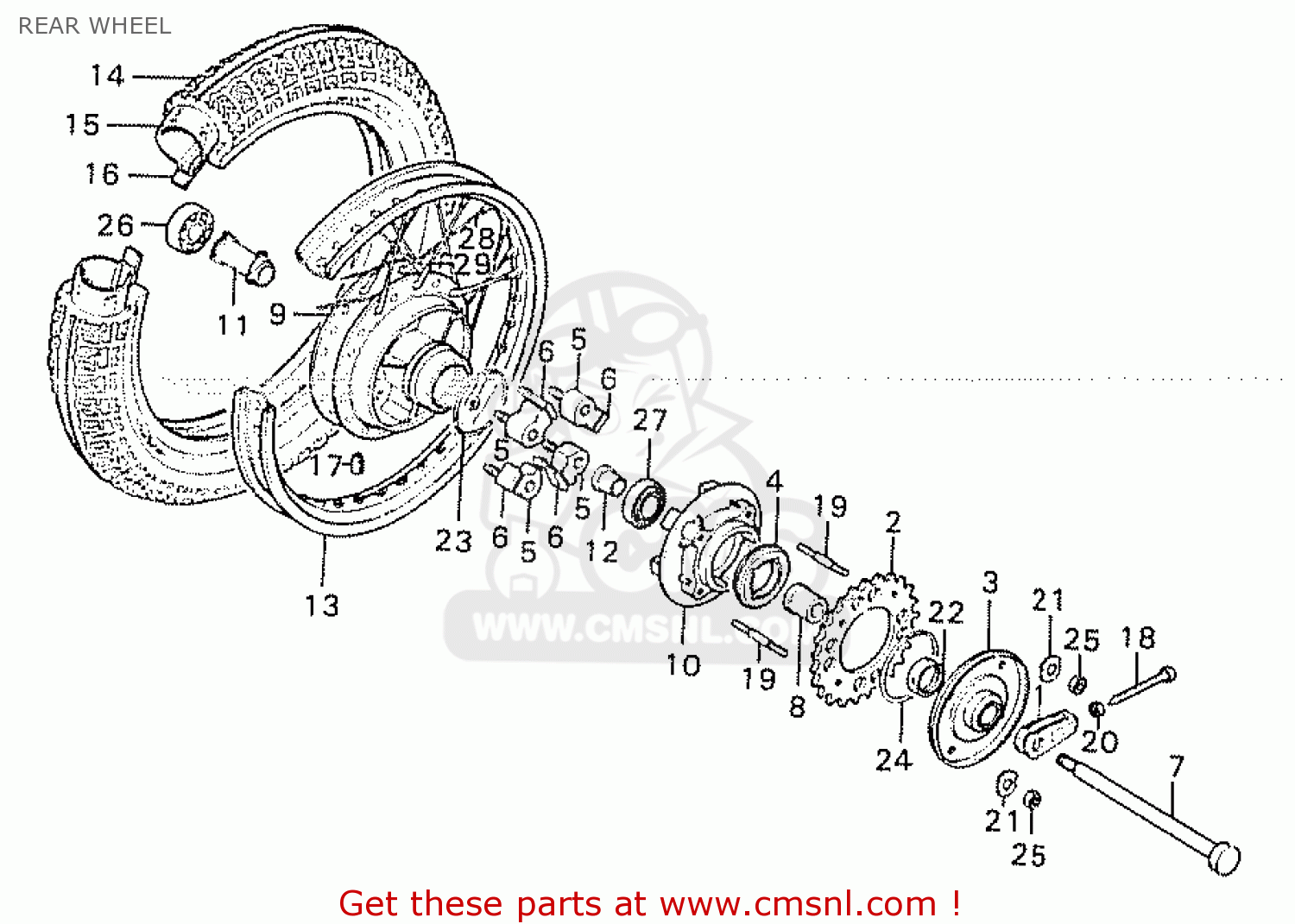 Honda CB550F1 SUPER SPORT 550 FOUR 1976 FRANCE REAR WHEEL - buy REAR ...