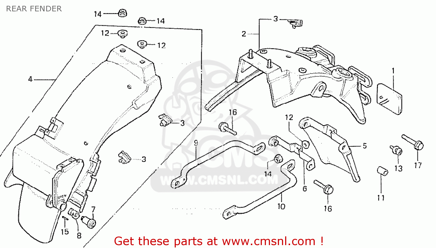 Honda CB750F 1983 (A) GENERAL EXPORT MPH REAR FENDER - buy REAR FENDER ...